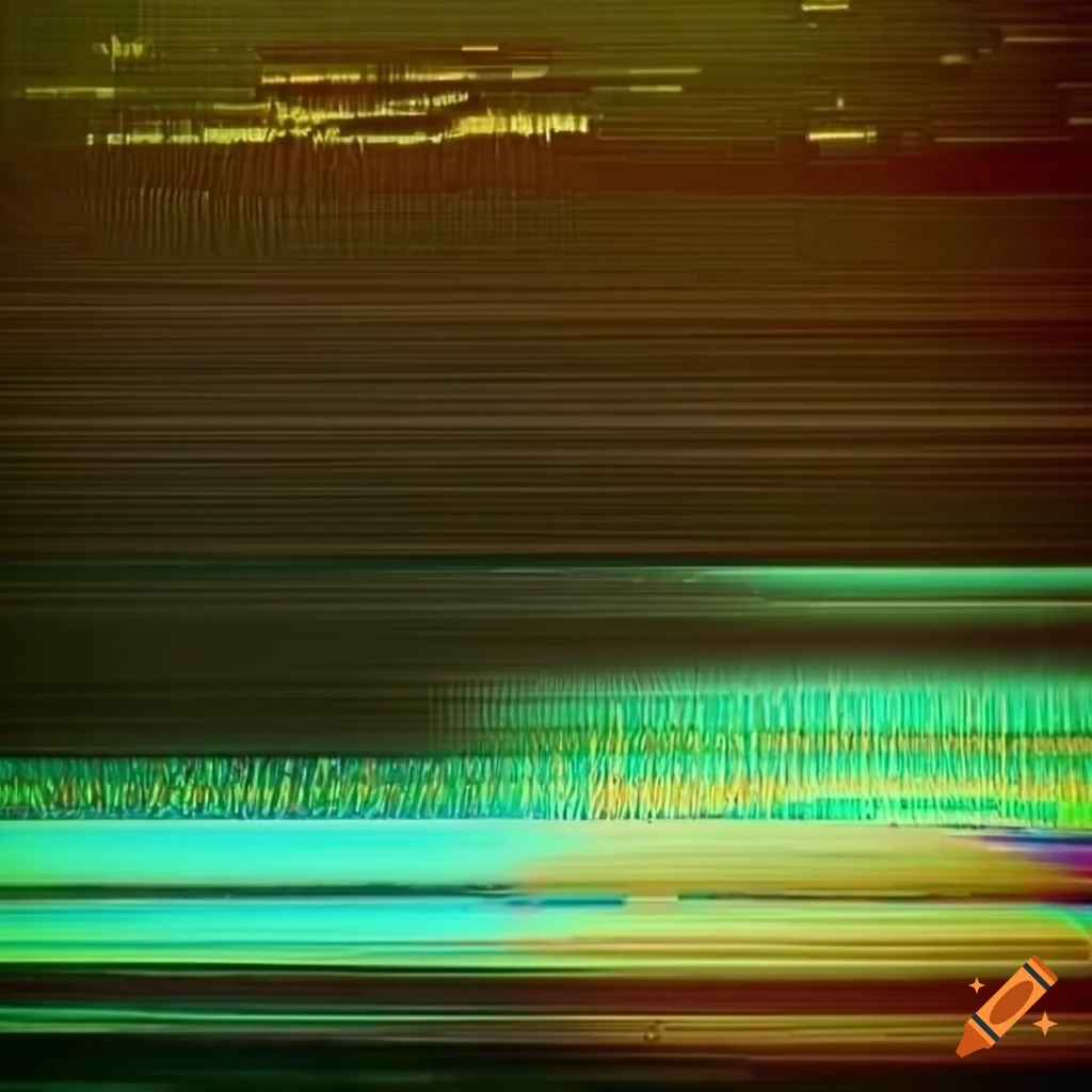 Double exposure of abstract pixels and vhs glitch on Craiyon