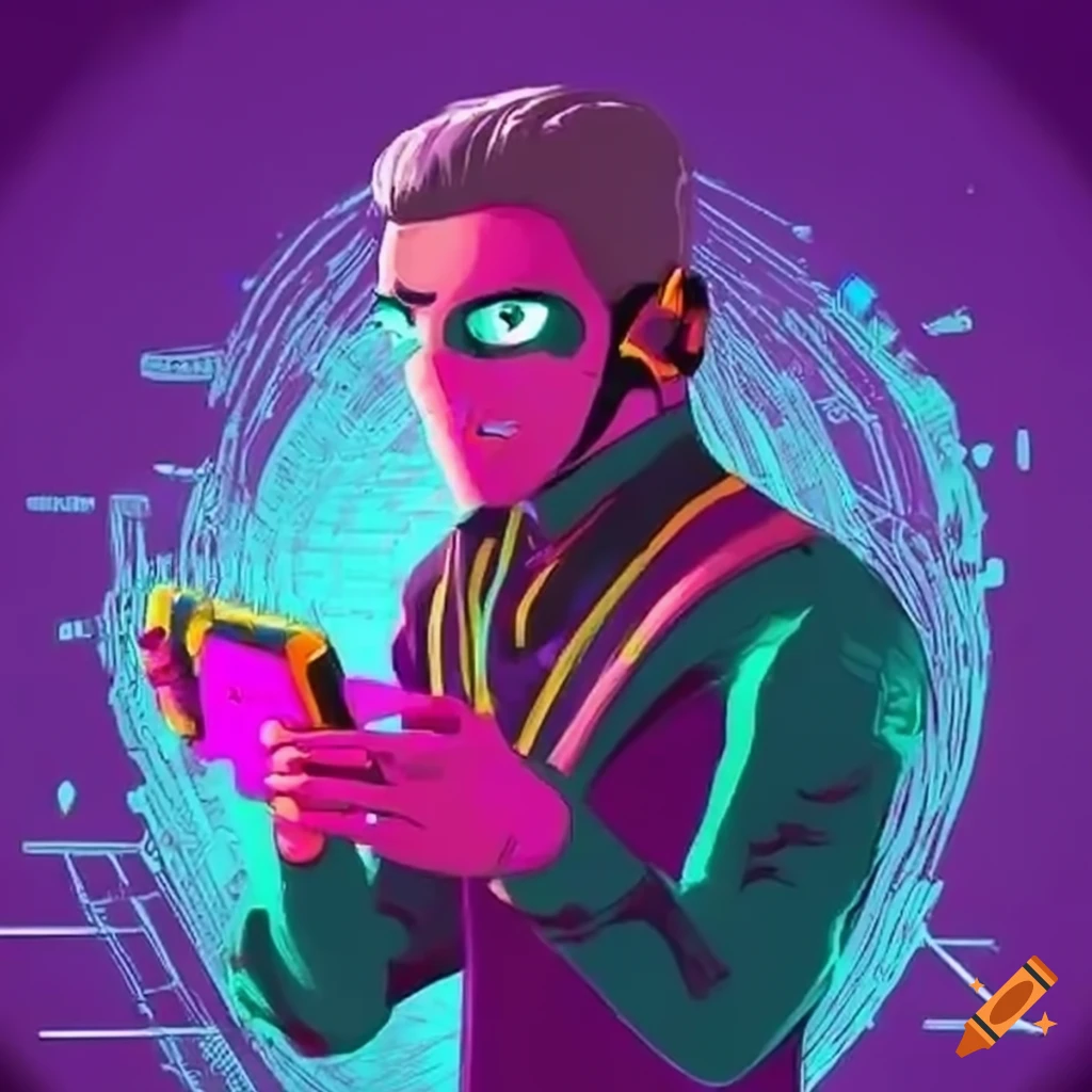 Cybersecurity superhero character - password-man