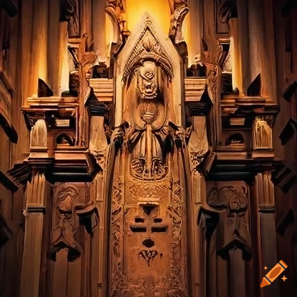 High-definition architectural stave carving artwork