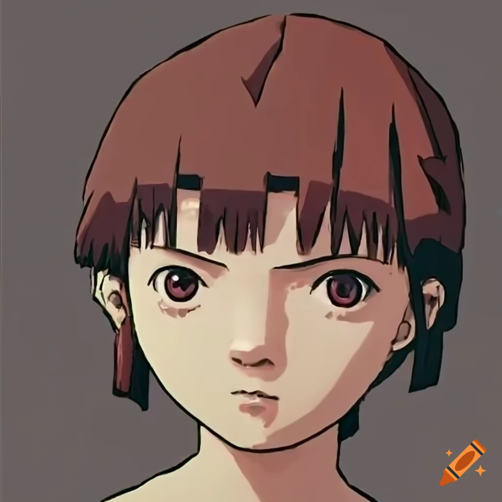 Illustration of lain iwakura in a futuristic setting