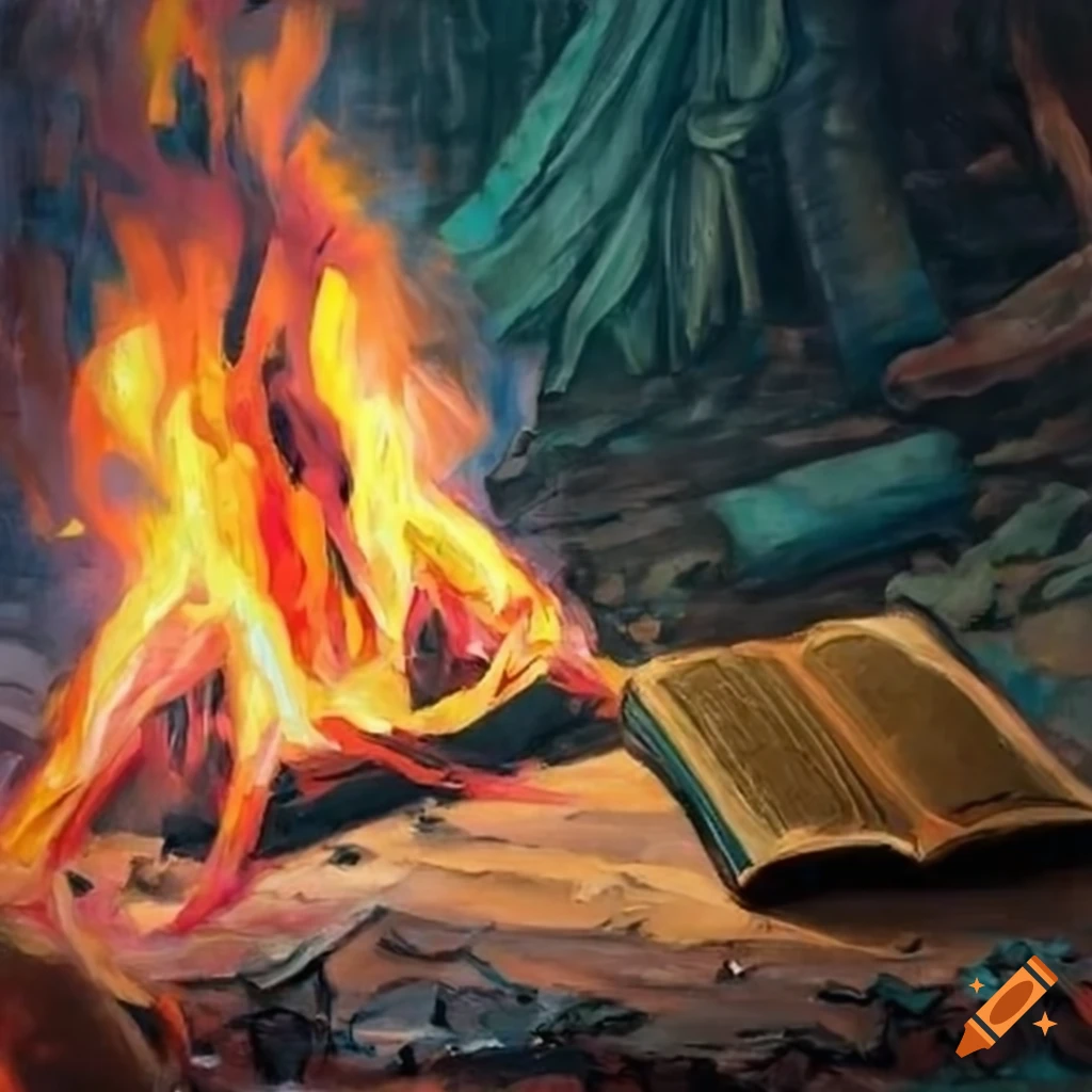 Oil painting of a sad dumpster fire on Craiyon