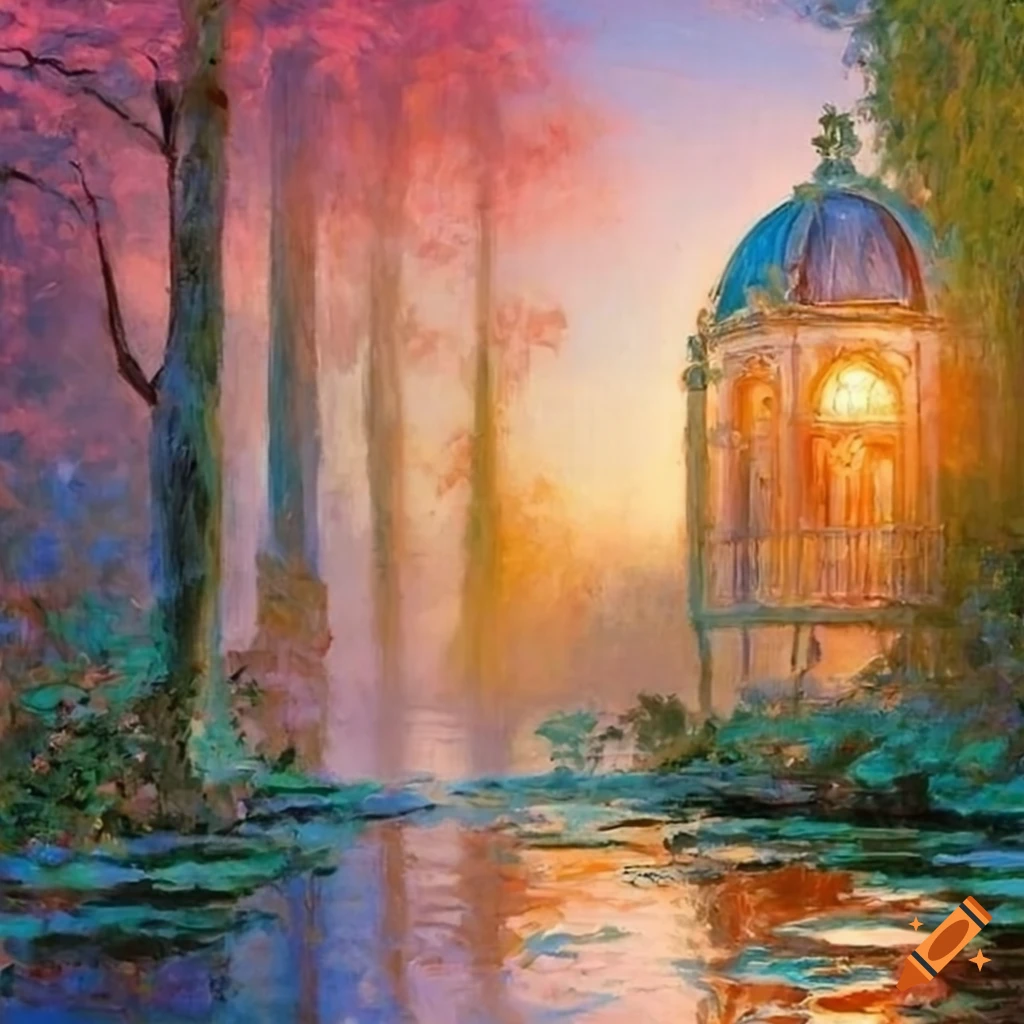 Monet's victorian garden and cathedral window on Craiyon