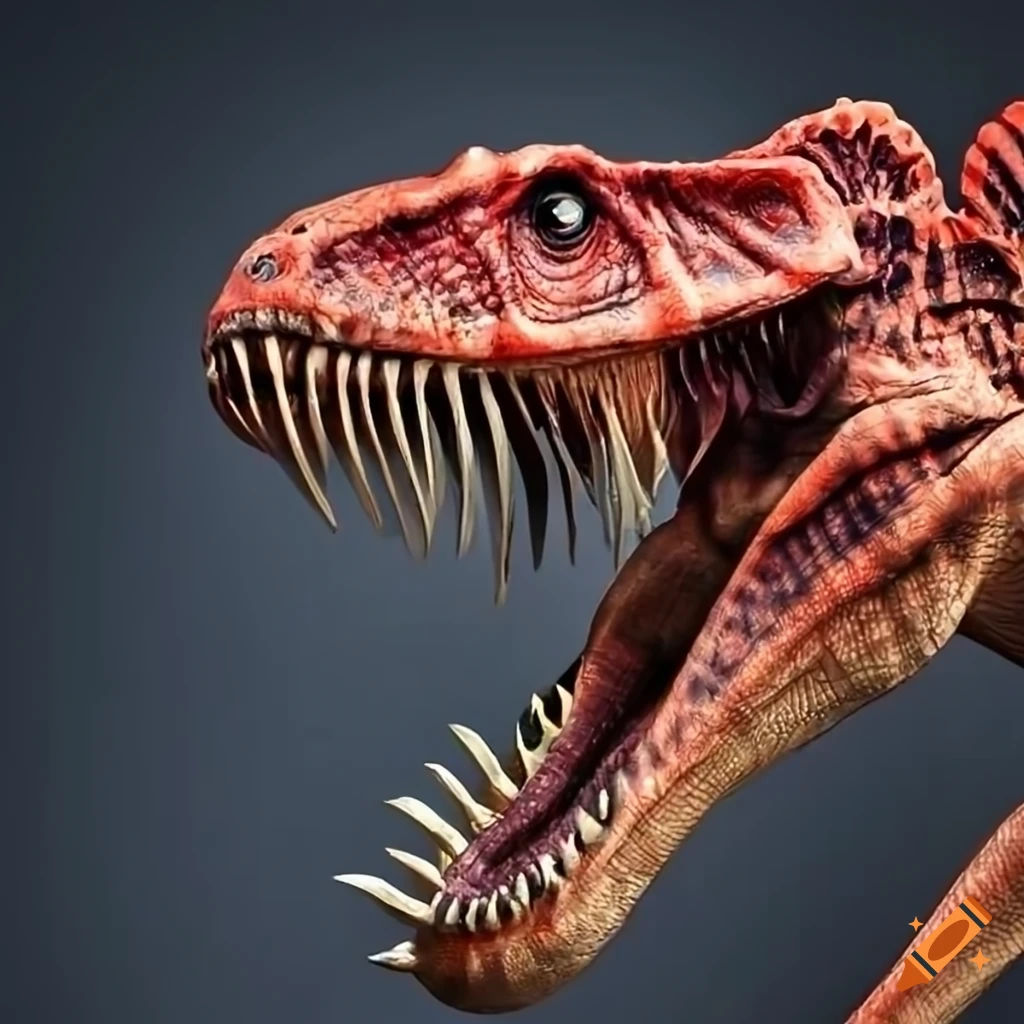 Red alien dinosaur with spikes on its back on Craiyon