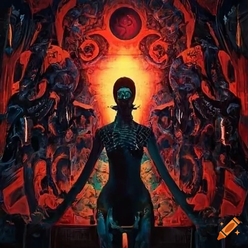 Epic futuristic painting with code lines on Craiyon