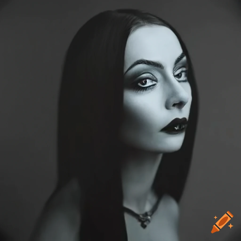 Portrait of morticia addams on Craiyon