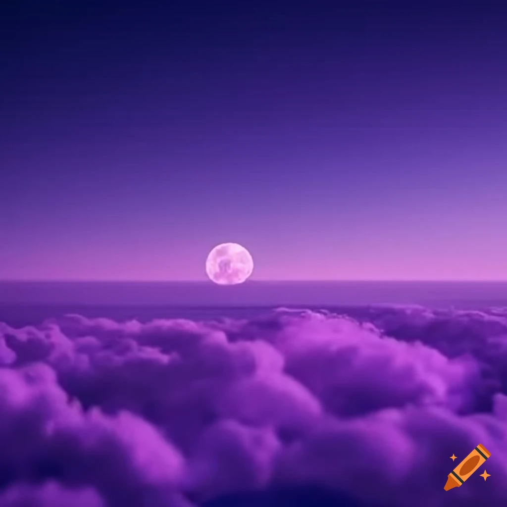 Lavender tinted moon in the night sky