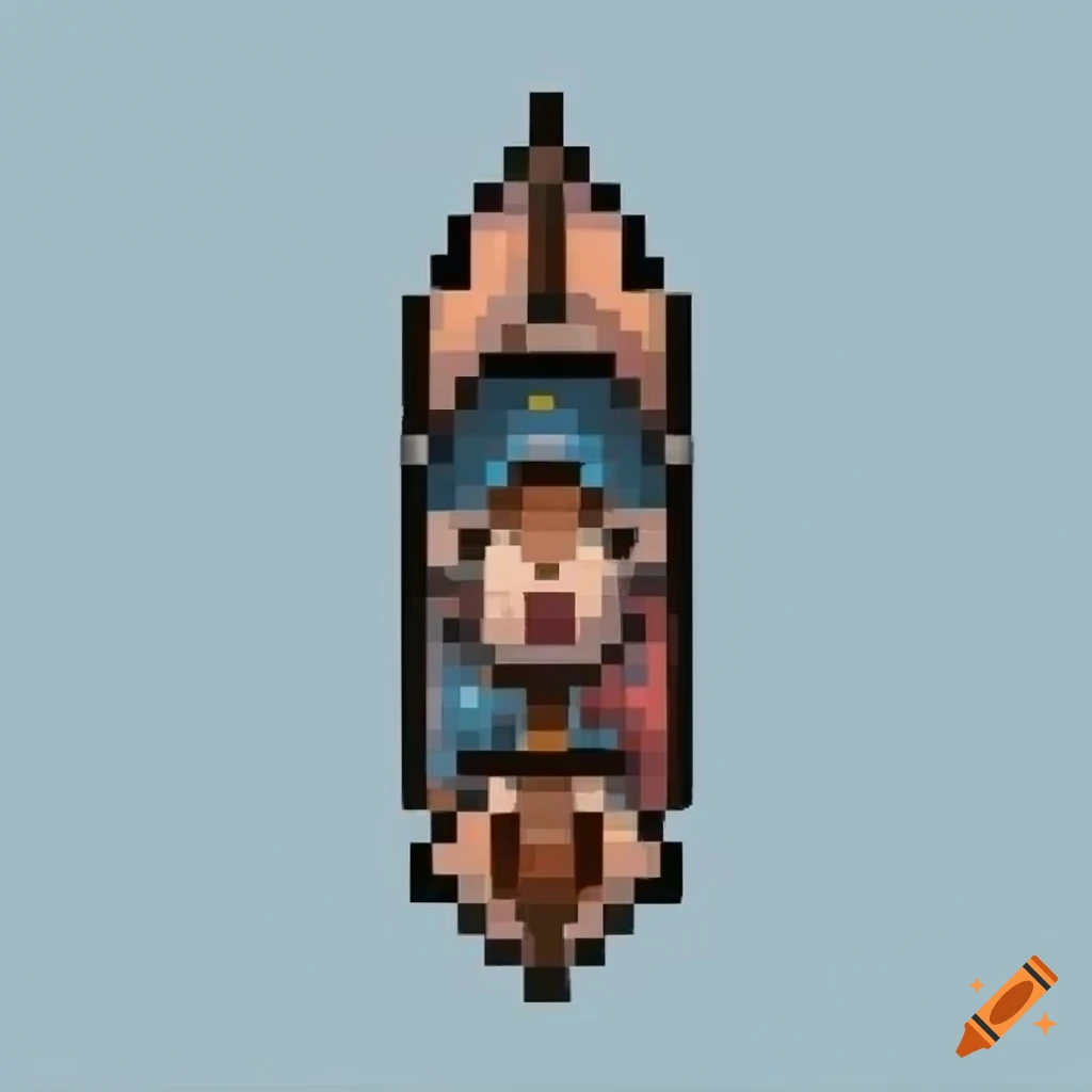 8-bit pixel art of a top-down view pirate ship on Craiyon