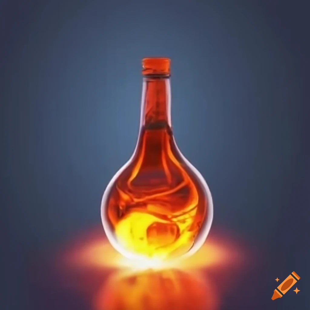 Bottle of magic potion in a heroic fantasy and alchemy atmosphere on ...