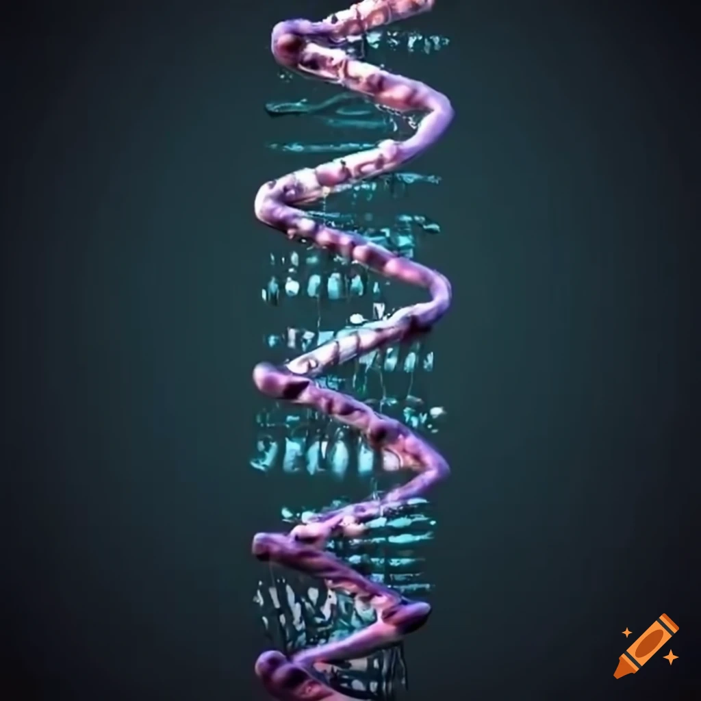 Detailed sketch of a horizontal dna strand