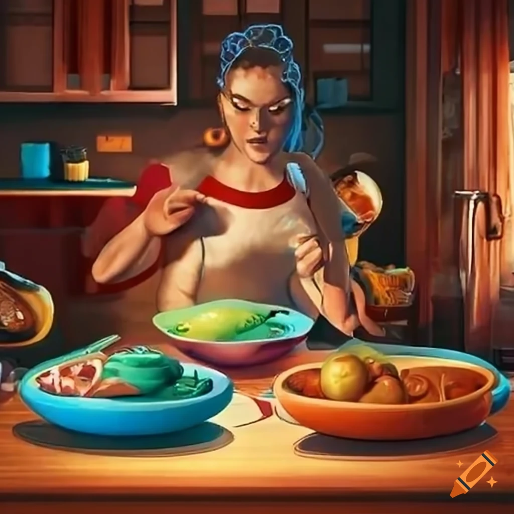 Board game set in a kitchen with cooking theme on Craiyon