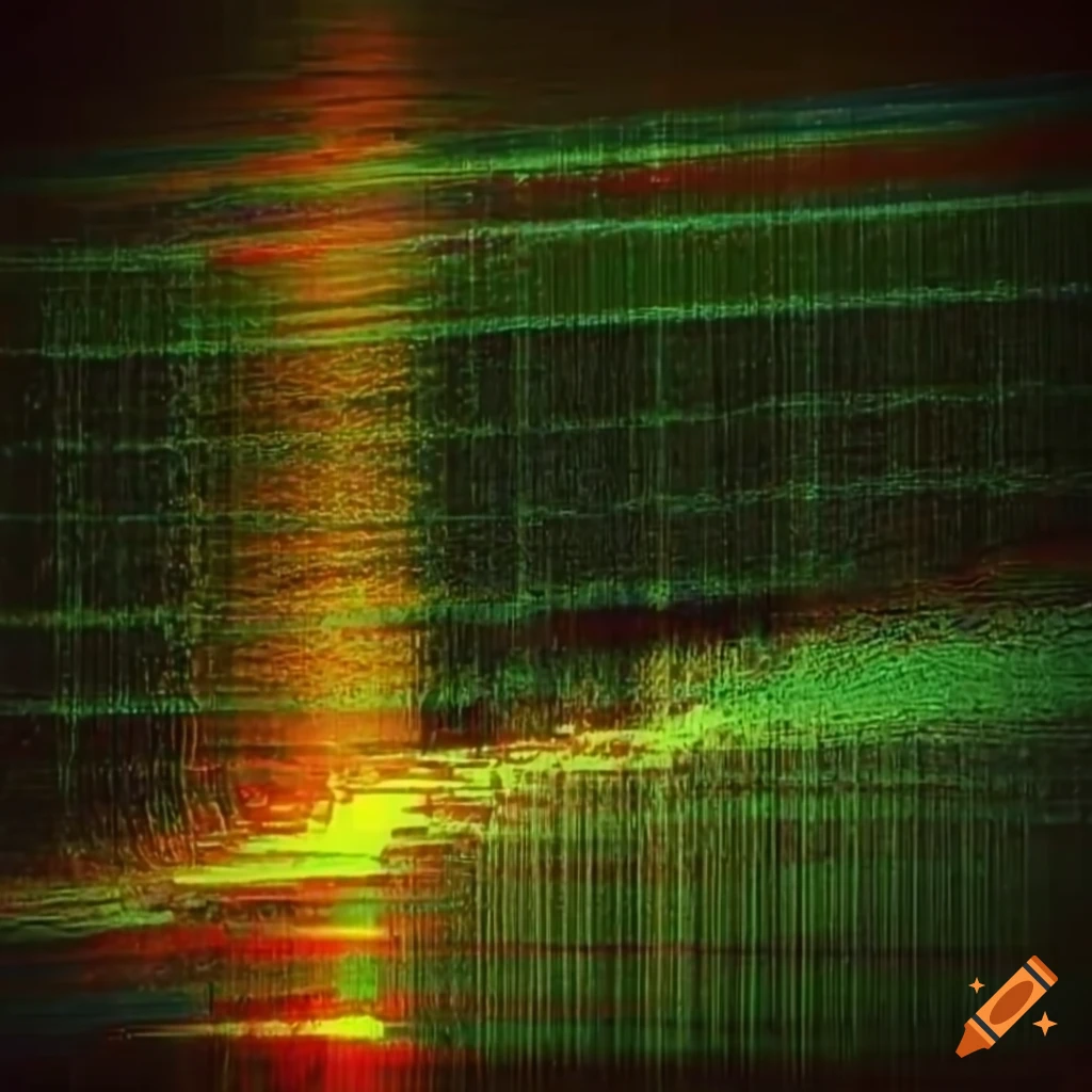 Double exposure of jackson pollock art and vhs glitch with grunge ...