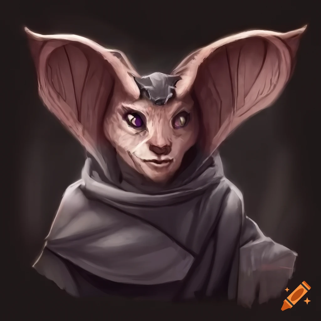 Fantasy art of a female bat cleric praying on Craiyon