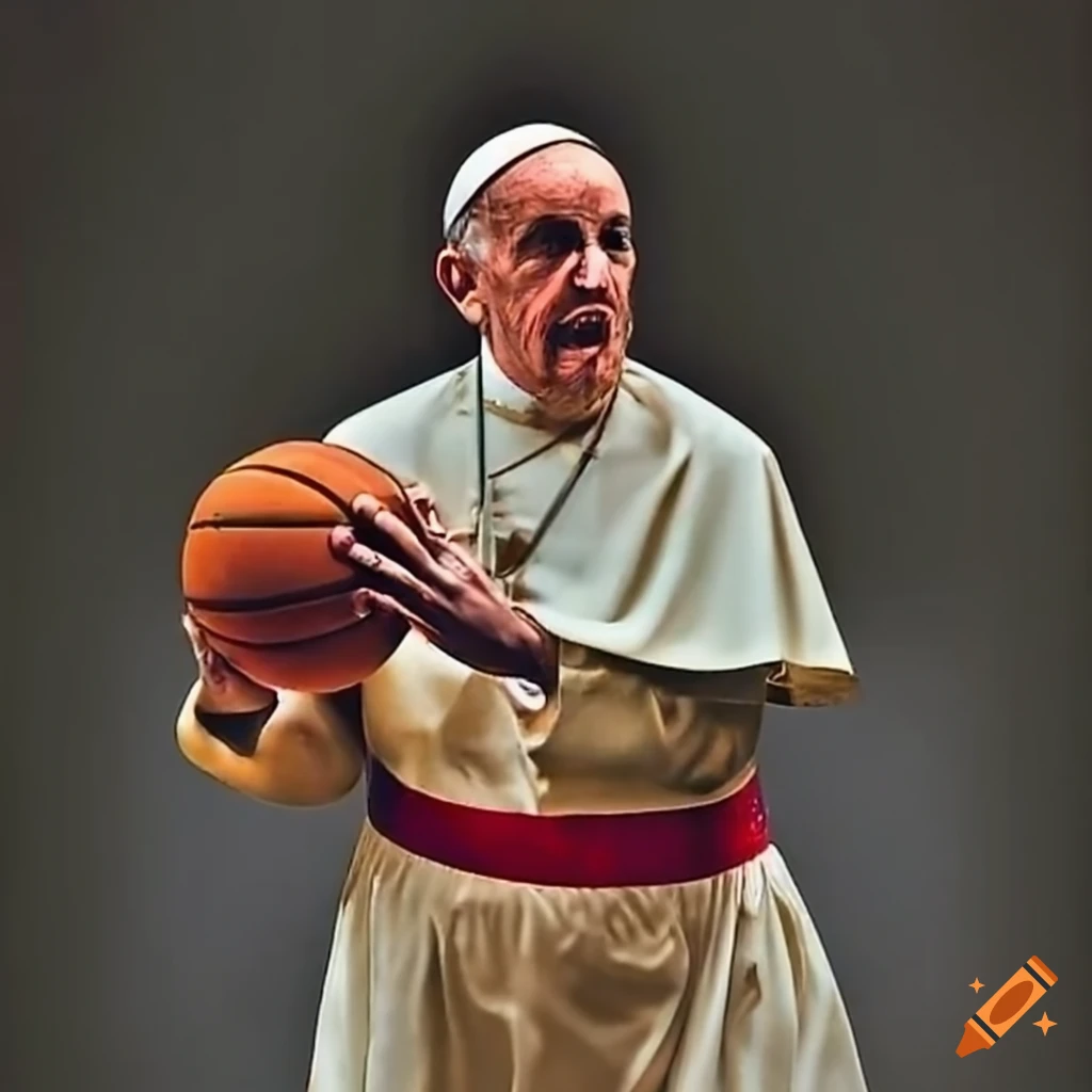 Pope playing basketball on Craiyon