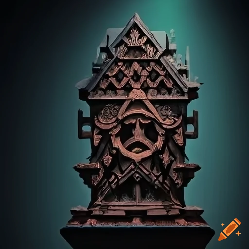 ‘architectural stave carving’-style, zelda dungeon-level game sculpture ...