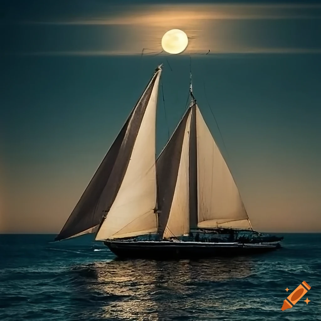 Sailing under the moonlight on Craiyon