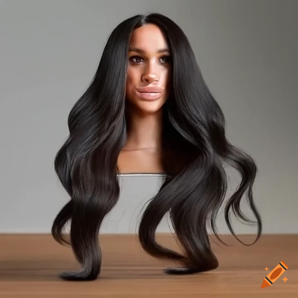 Lifelike meghan markle styling head with long hair