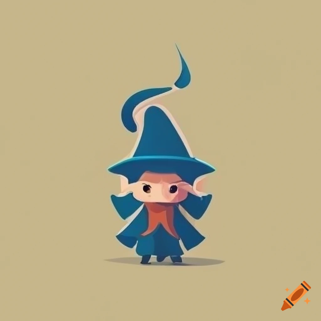 Unique 2d logo of a modern geometric wizard on Craiyon