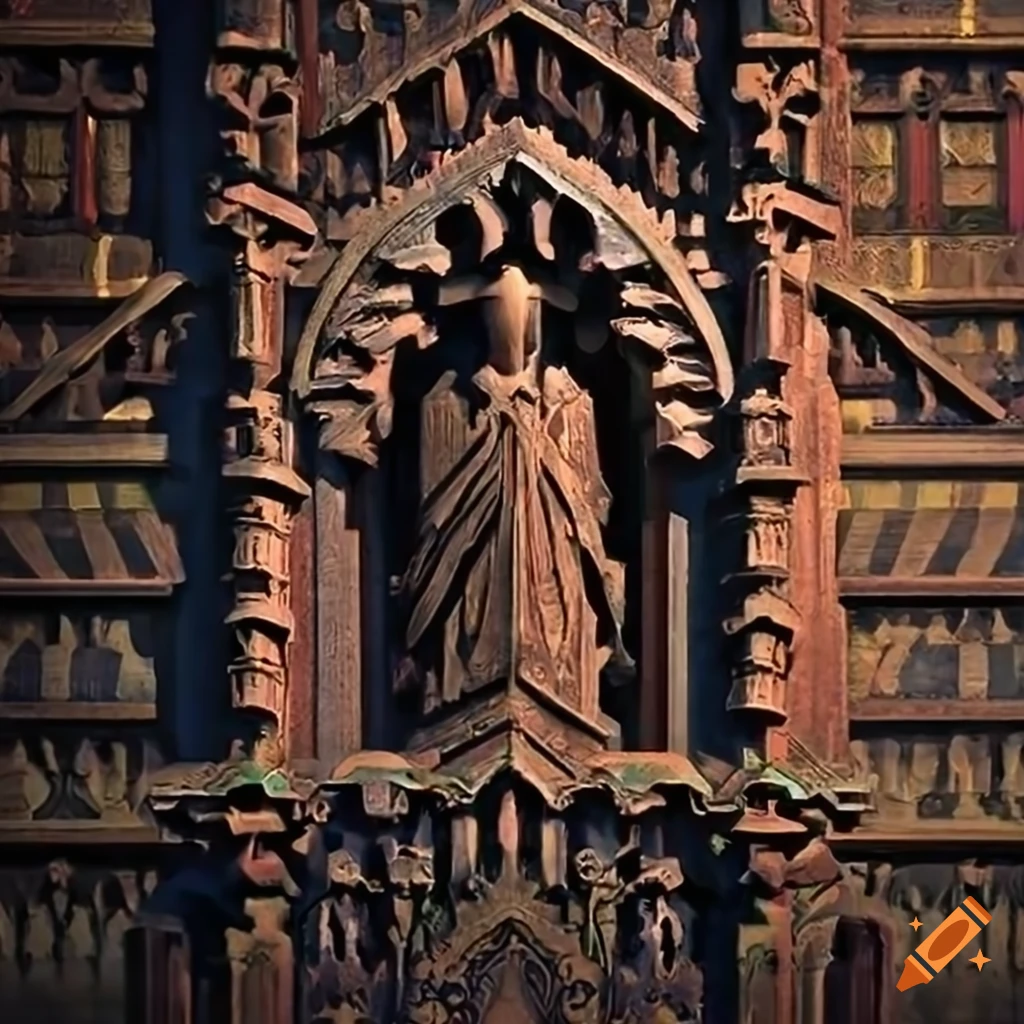 High-definition architectural stave carving artwork