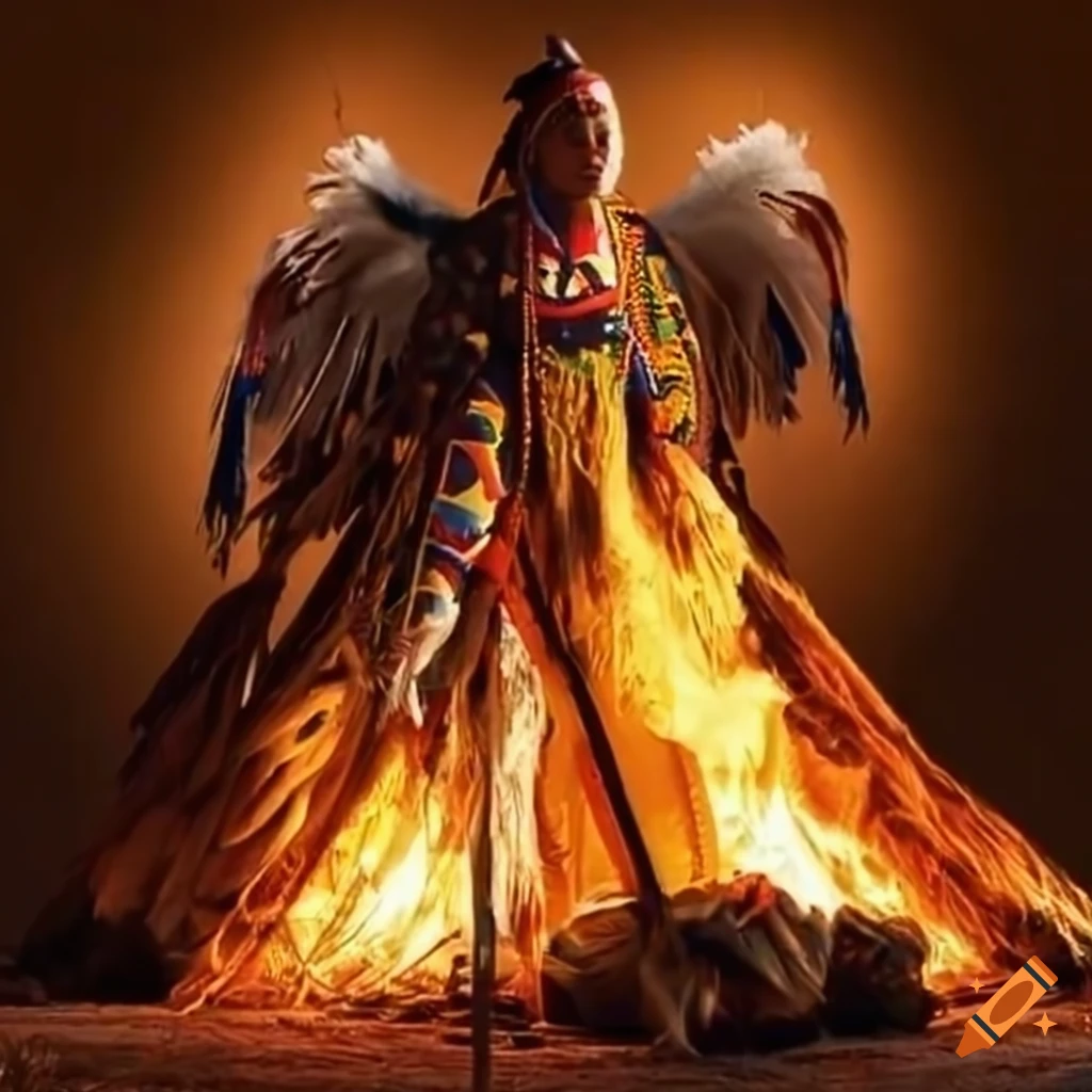 Group of native american tribal members in respectful poses on Craiyon
