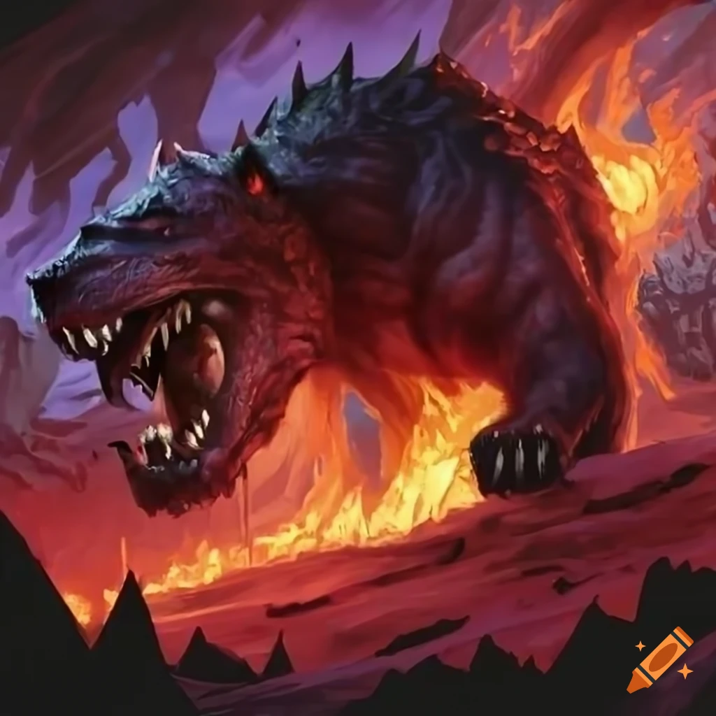 Fiery cerberus fantasy art on Craiyon
