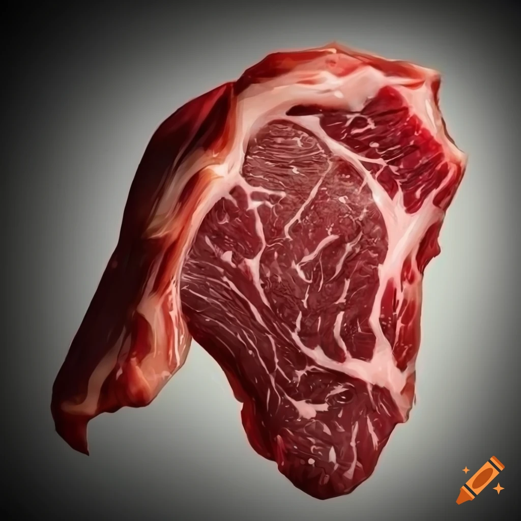 Digital art representation of a raw steak on Craiyon