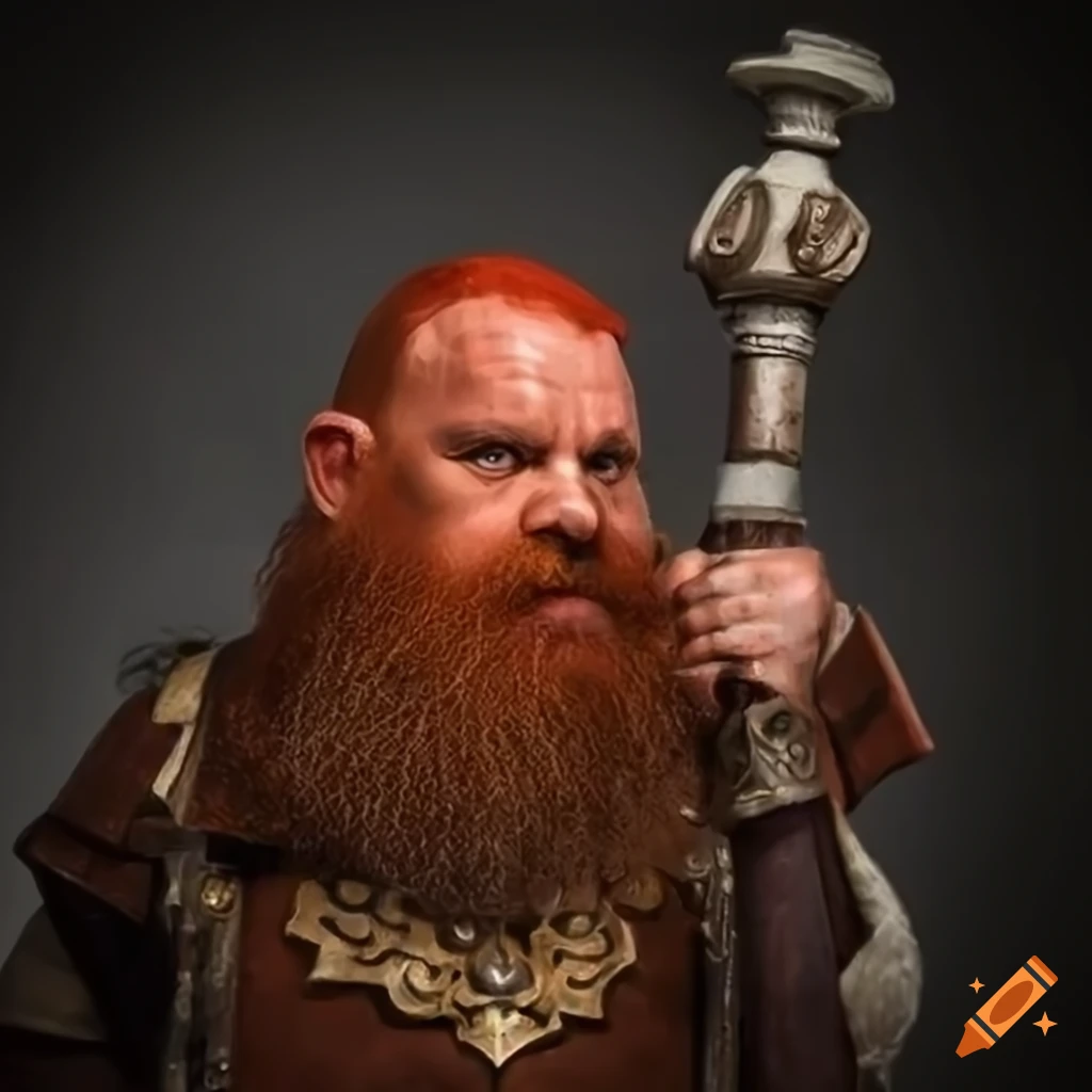 Image of a red-bearded dwarf cleric on Craiyon