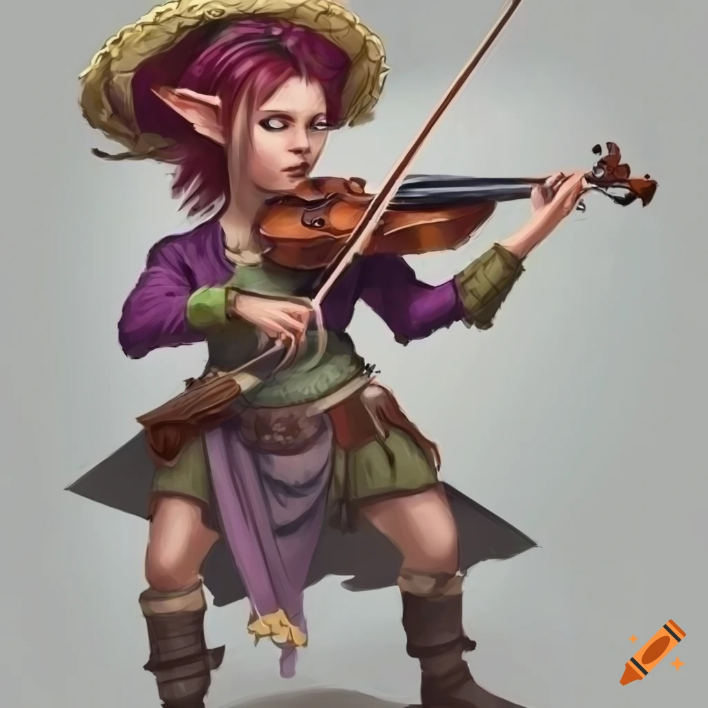 Illustration of a leprechaun playing a violin on Craiyon
