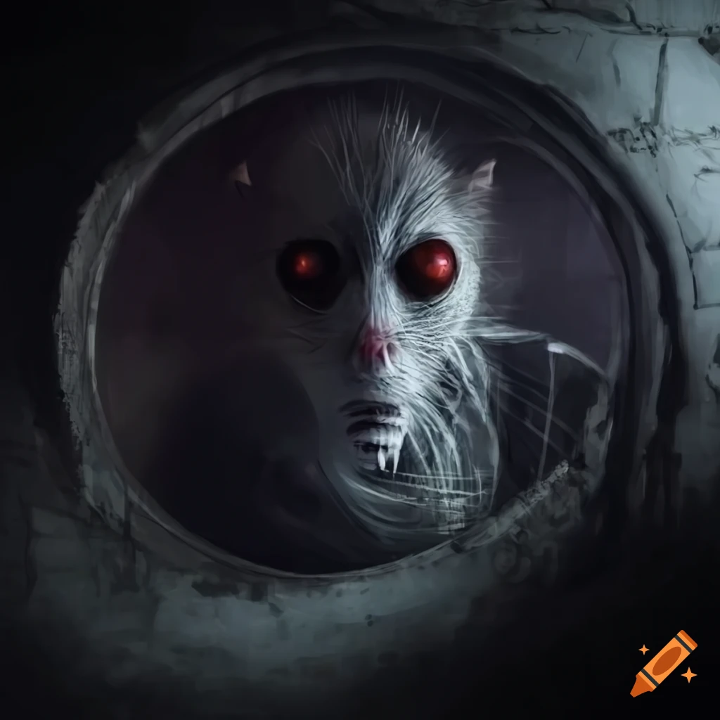 Creepy tunnel with an evil rat person lord on Craiyon