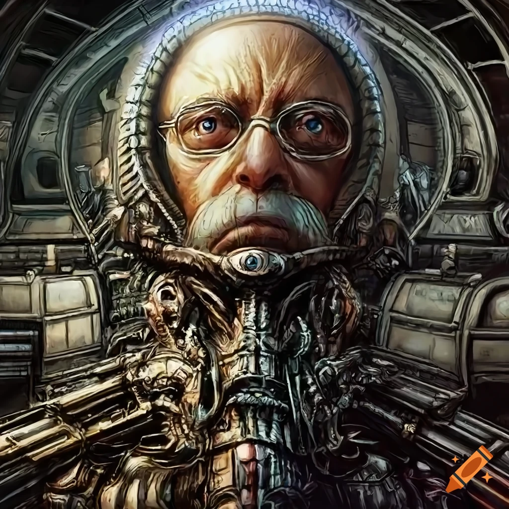 Sci-fi illustration of Theodore Roosevelt in alien biomechanical ...