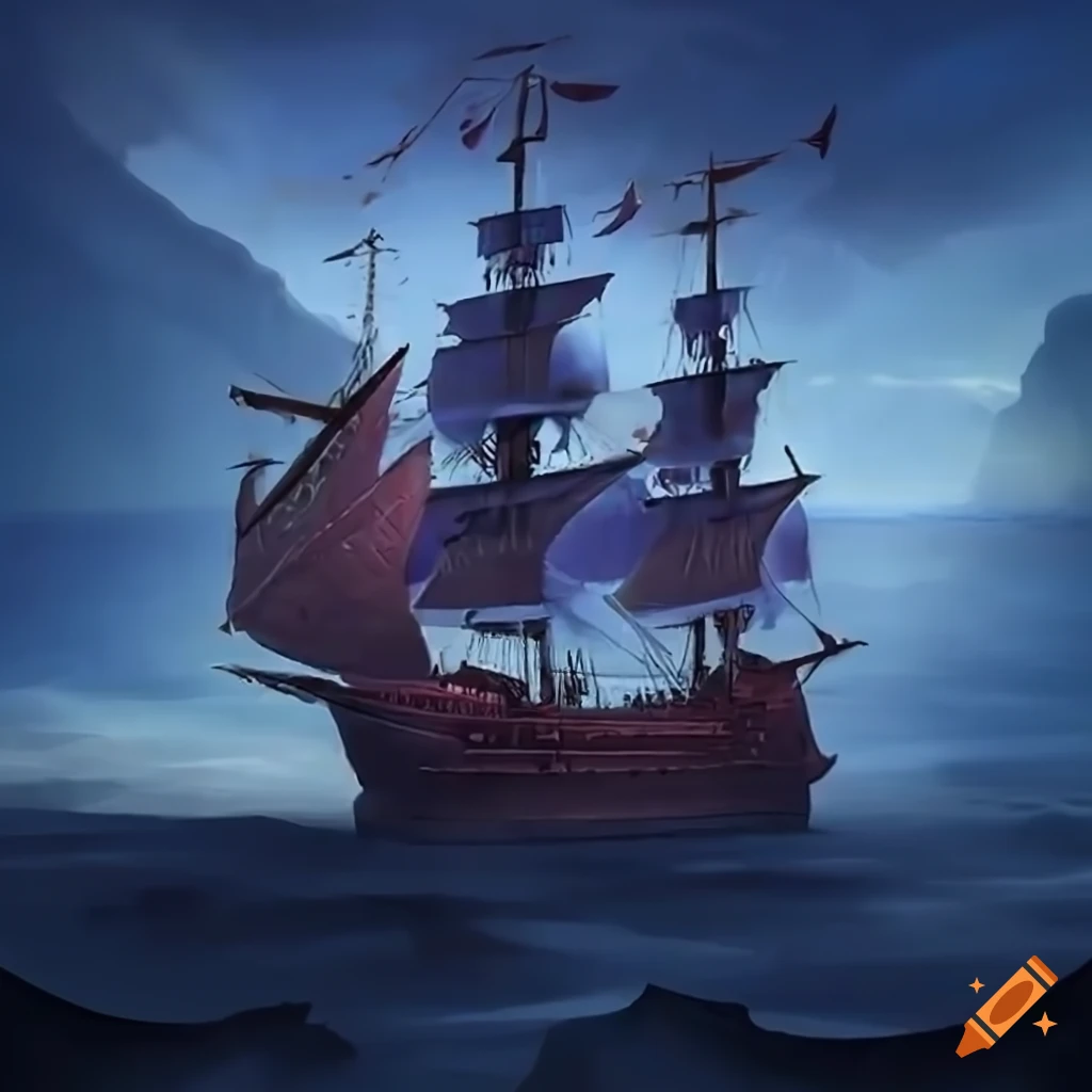 Anime-style caravel ship artwork on Craiyon