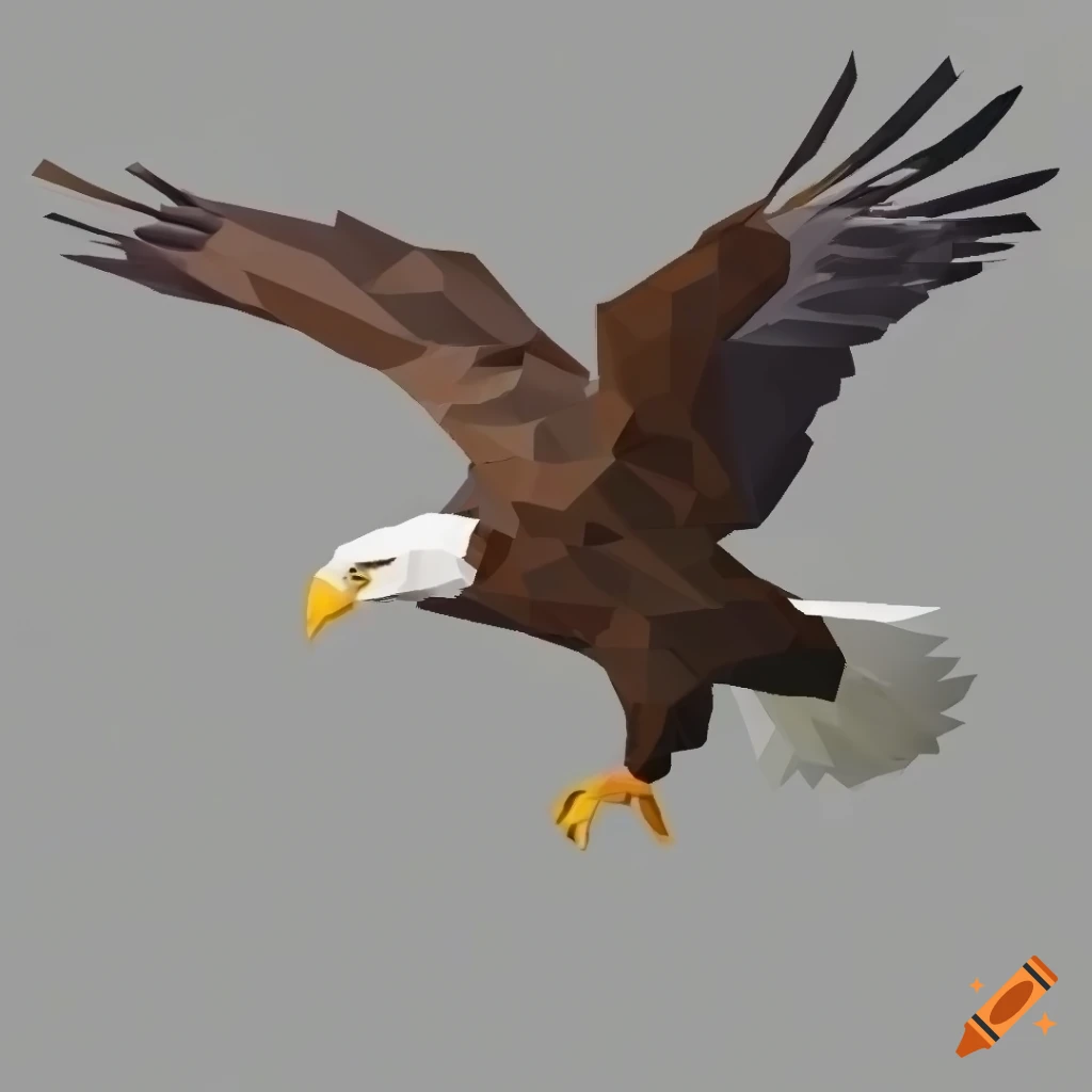 Low poly representation of a bald eagle on Craiyon