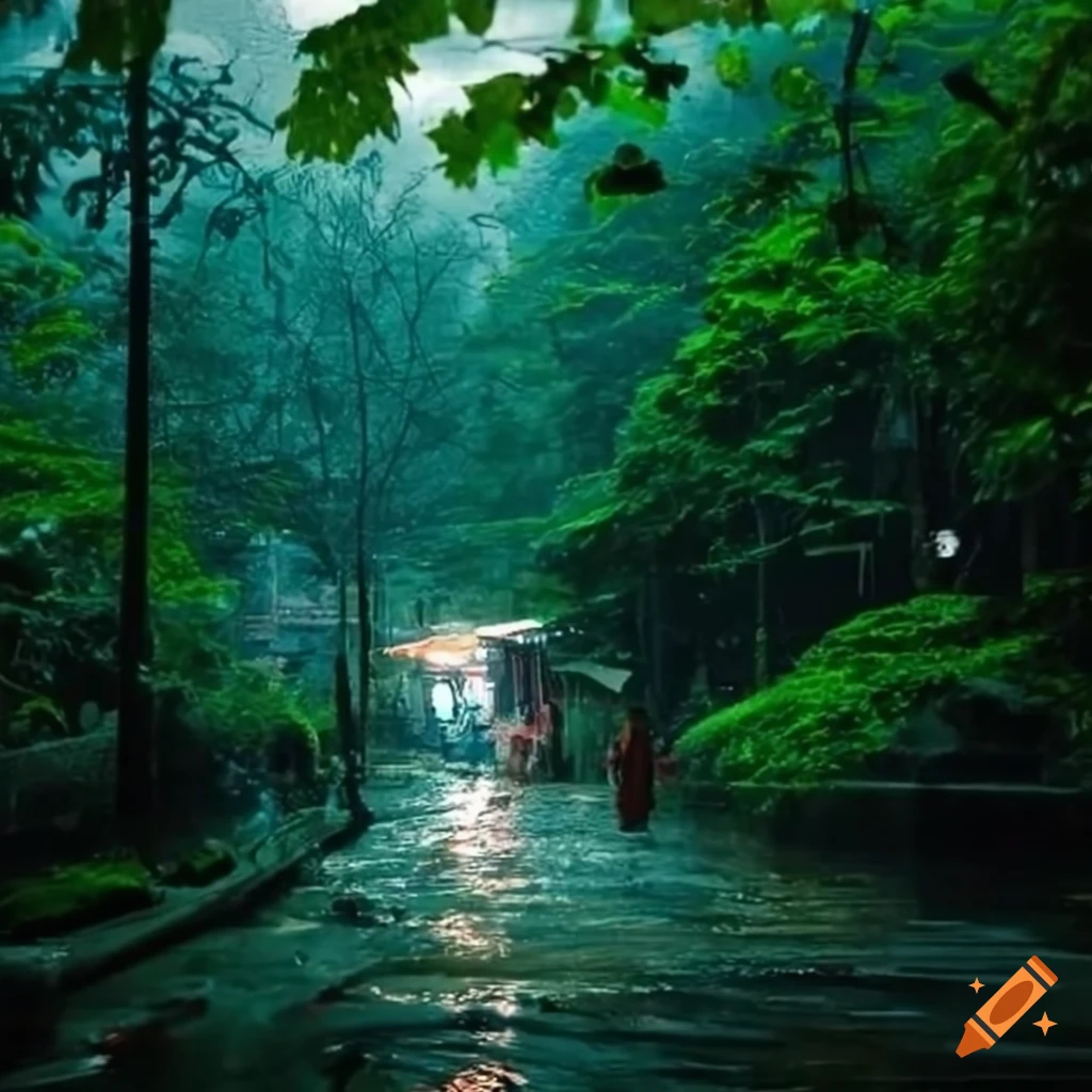 Sylhet bangladesh on a rainy day on Craiyon