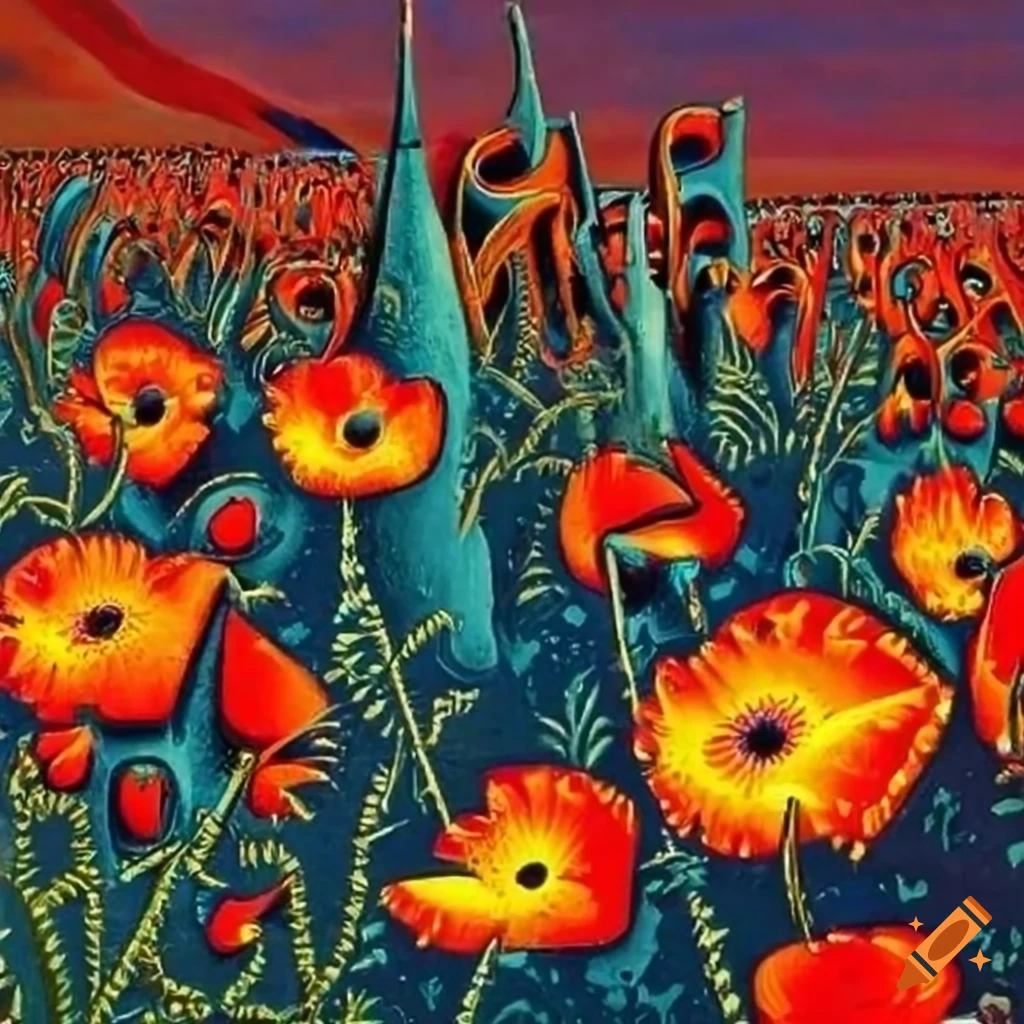 Graffiti of a poppy field inspired by rousseau and alexander calder on ...