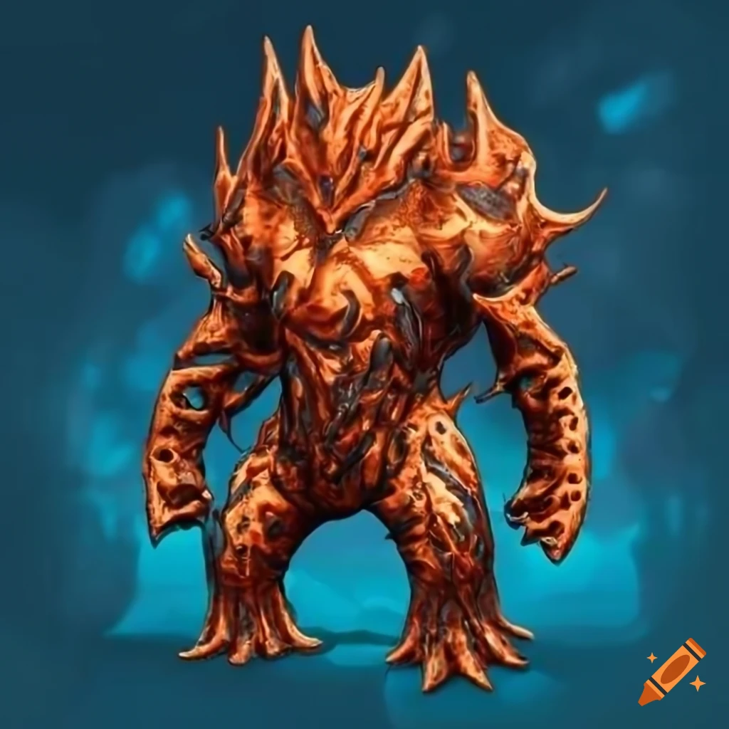 Image of a corrupted metal elemental with one eye on Craiyon