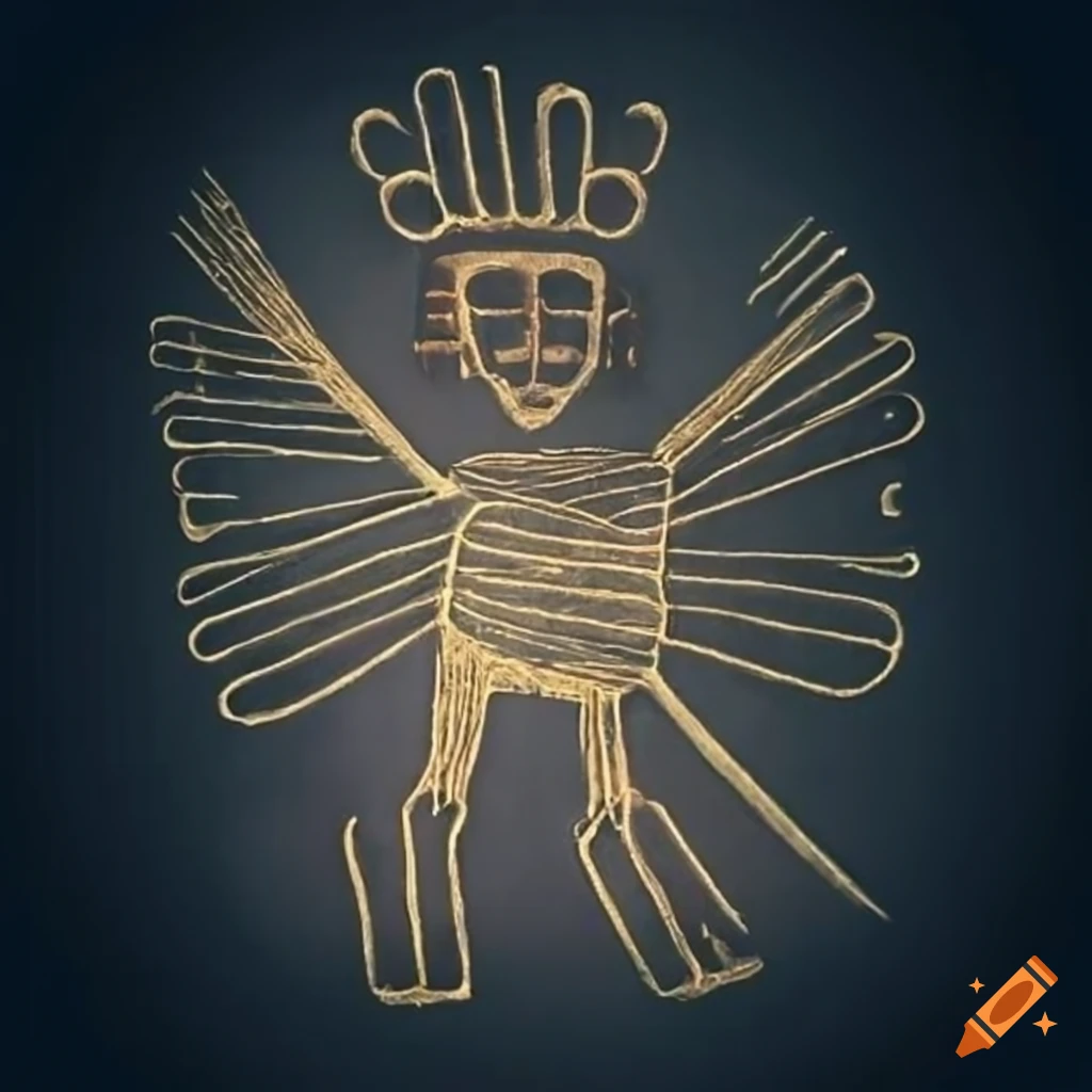 Duality-themed nazca lines art installation of a sacred animal on Craiyon