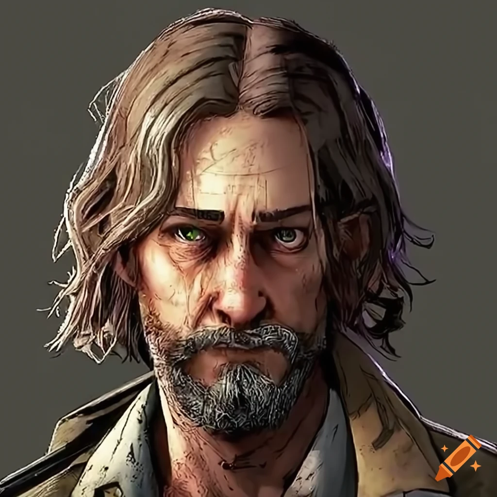 Asmongold as a survivor in The Walking Dead video game on Craiyon