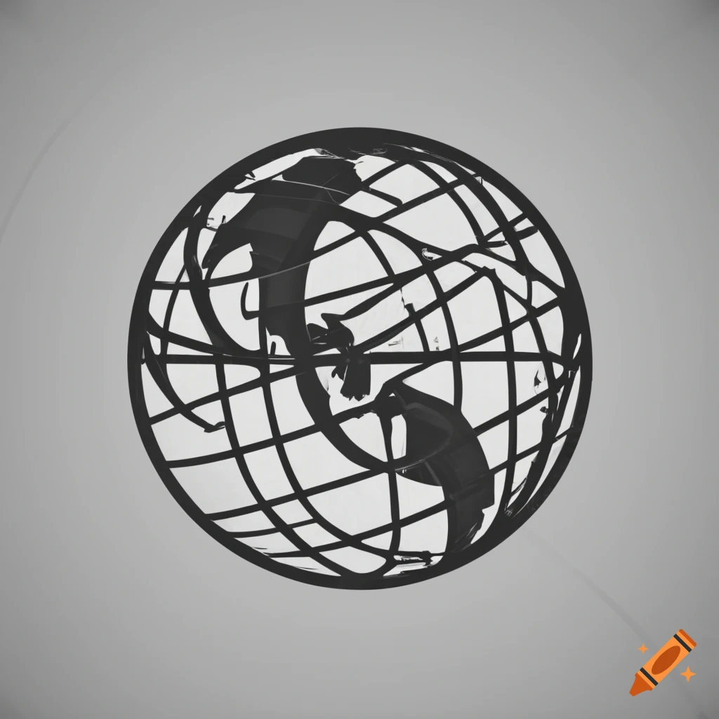 Minimalistic globe logo with thick lines