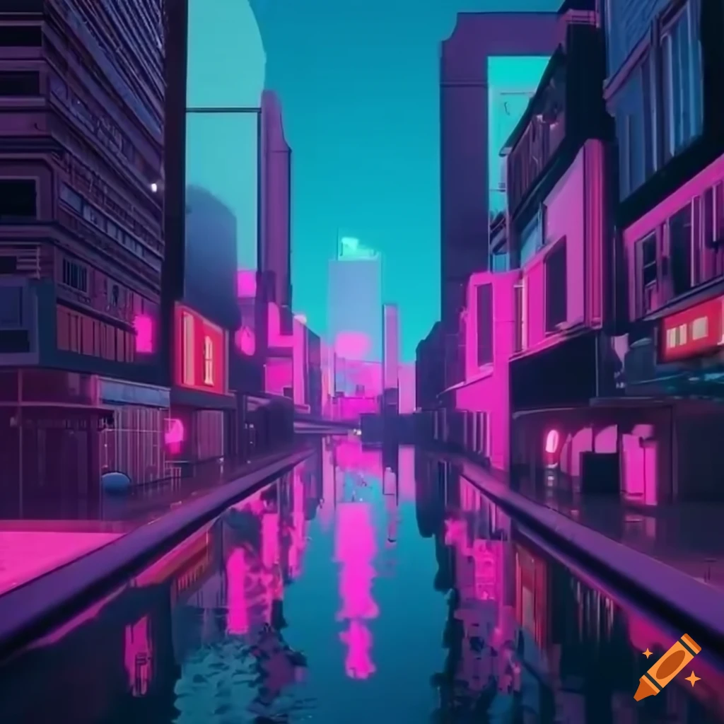 Vaporwave Cityscape In 4k Resolution