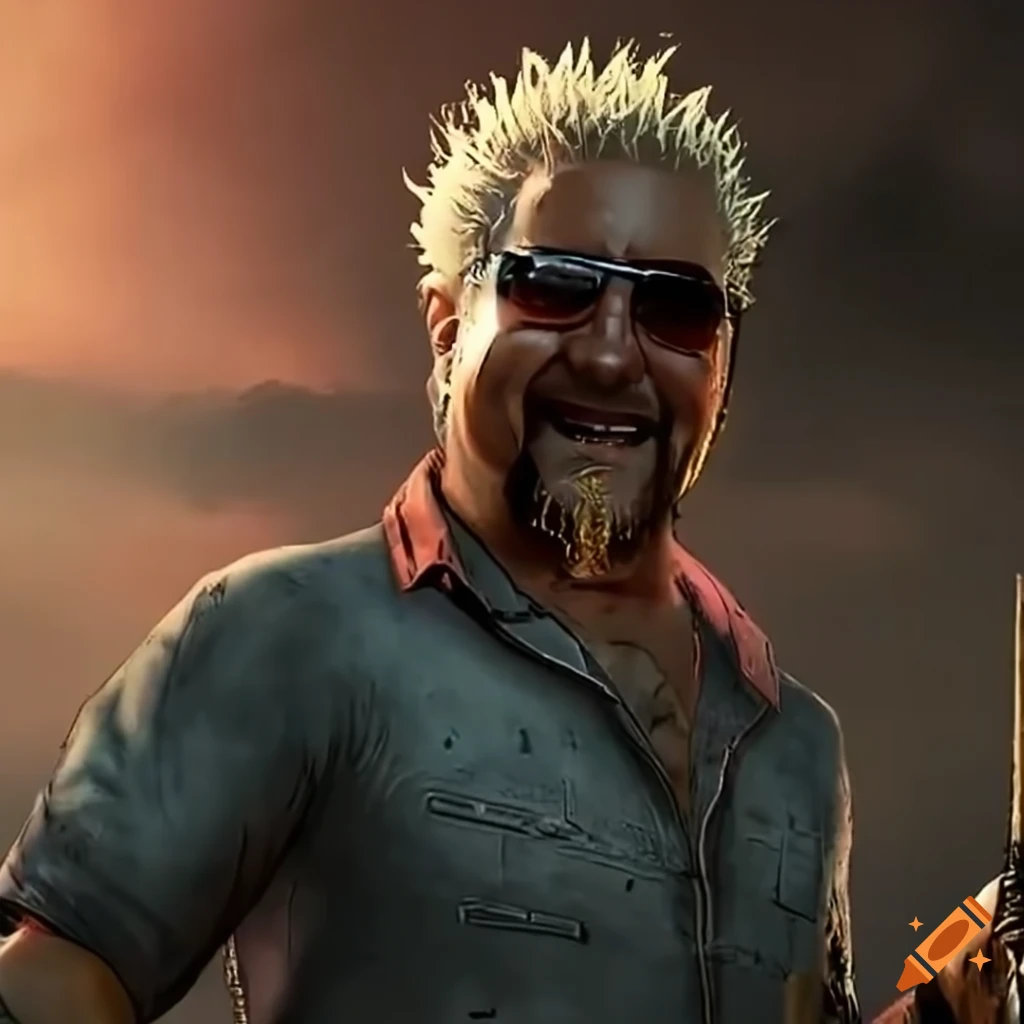 Depiction of guy fieri in the walking dead video game on Craiyon