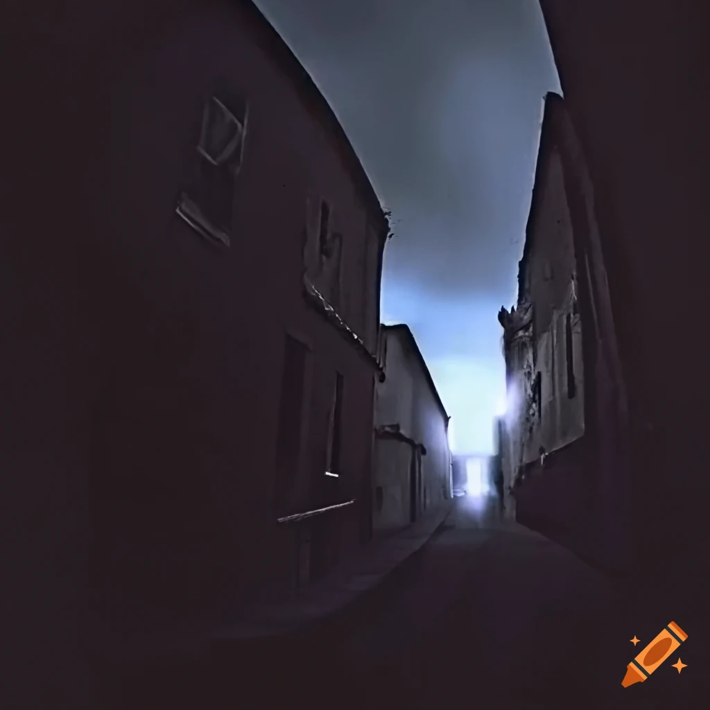 Outdoor liminal space at sunset transitioning to night on Craiyon