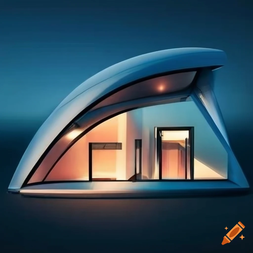 Modern house shaped like a gaming pc on Craiyon