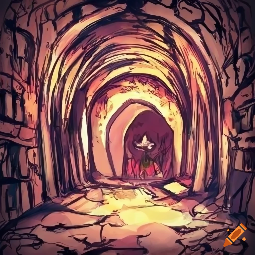 Sketch of an old dungeon with a bear on Craiyon