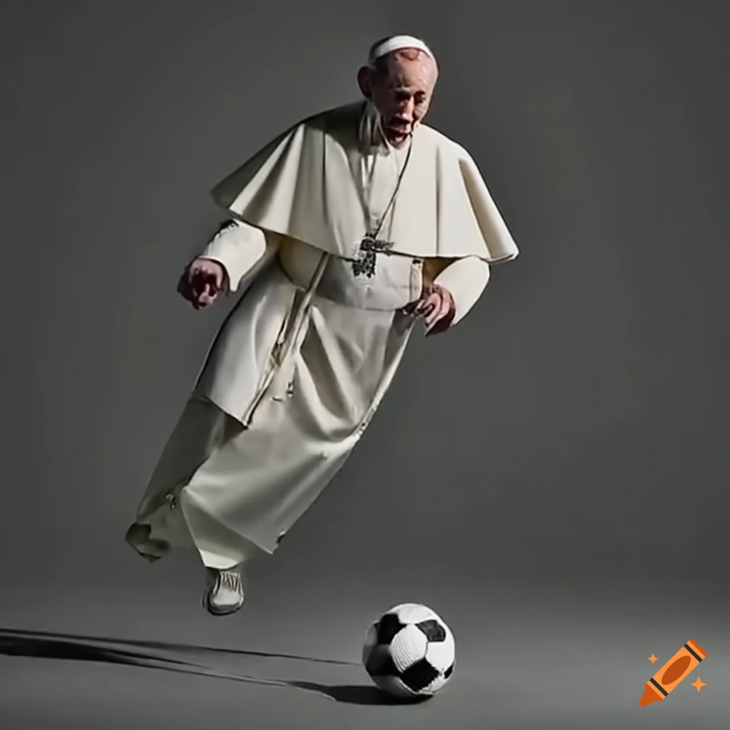 Pope francis playing soccer with professional players on Craiyon