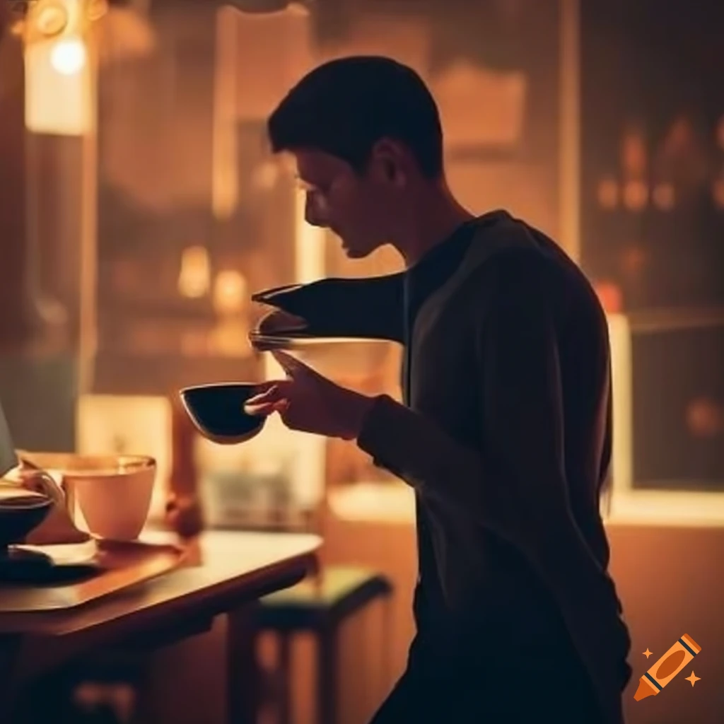 Man in a cafe with coffee mug