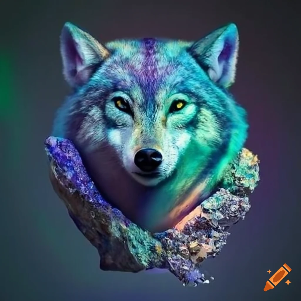 Wolf Surrounded By Crystals
