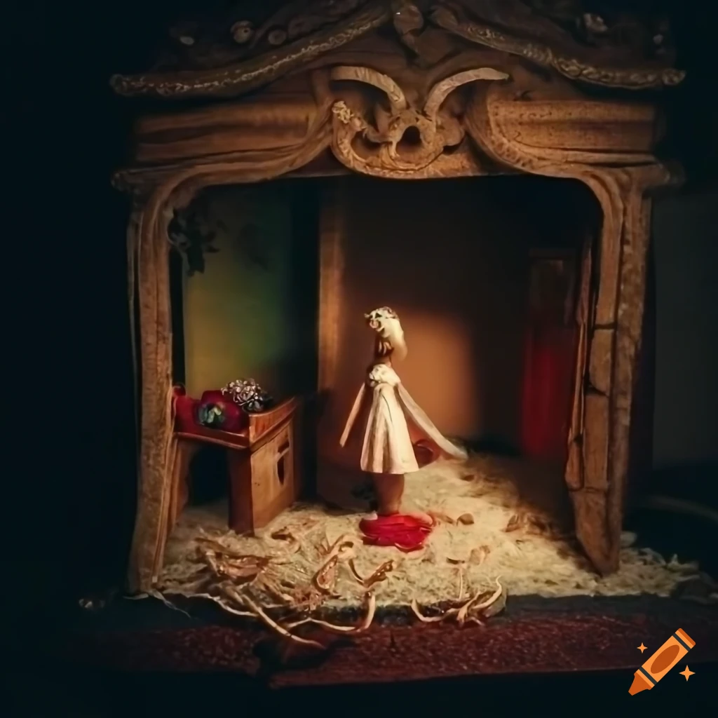 Needle felt toys in a dreamy diorama on Craiyon