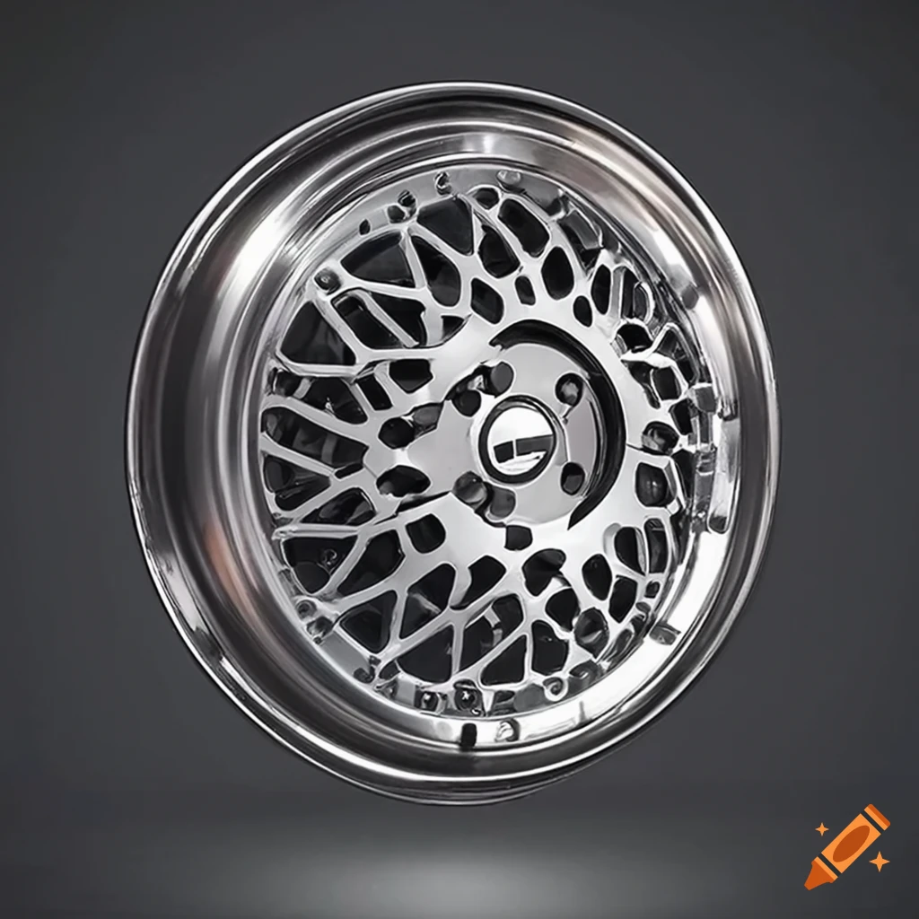 Realistic image showcasing the design features of a BBS car wheel rim on Craiyon