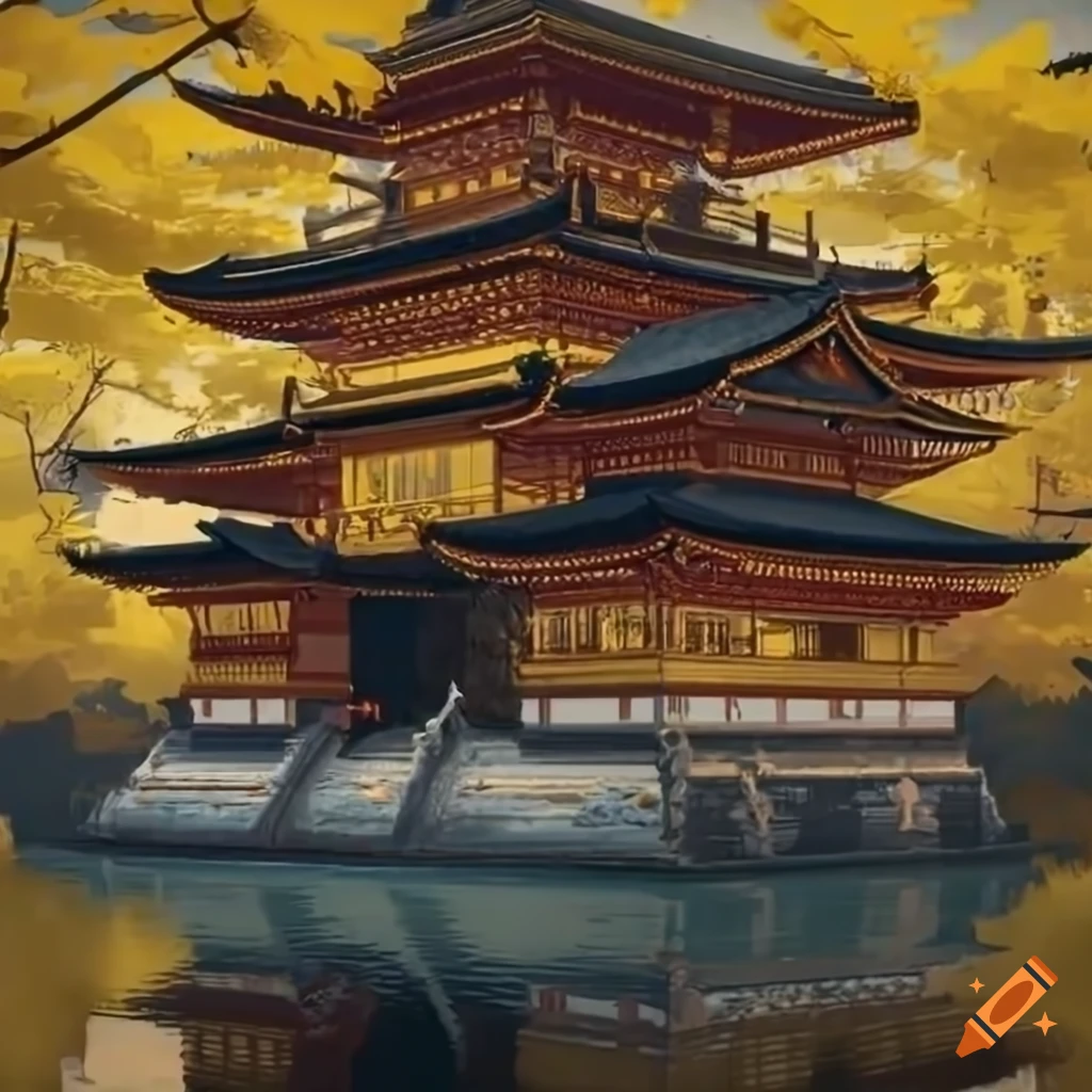 Illustration of the golden temple in ghost of tsushima