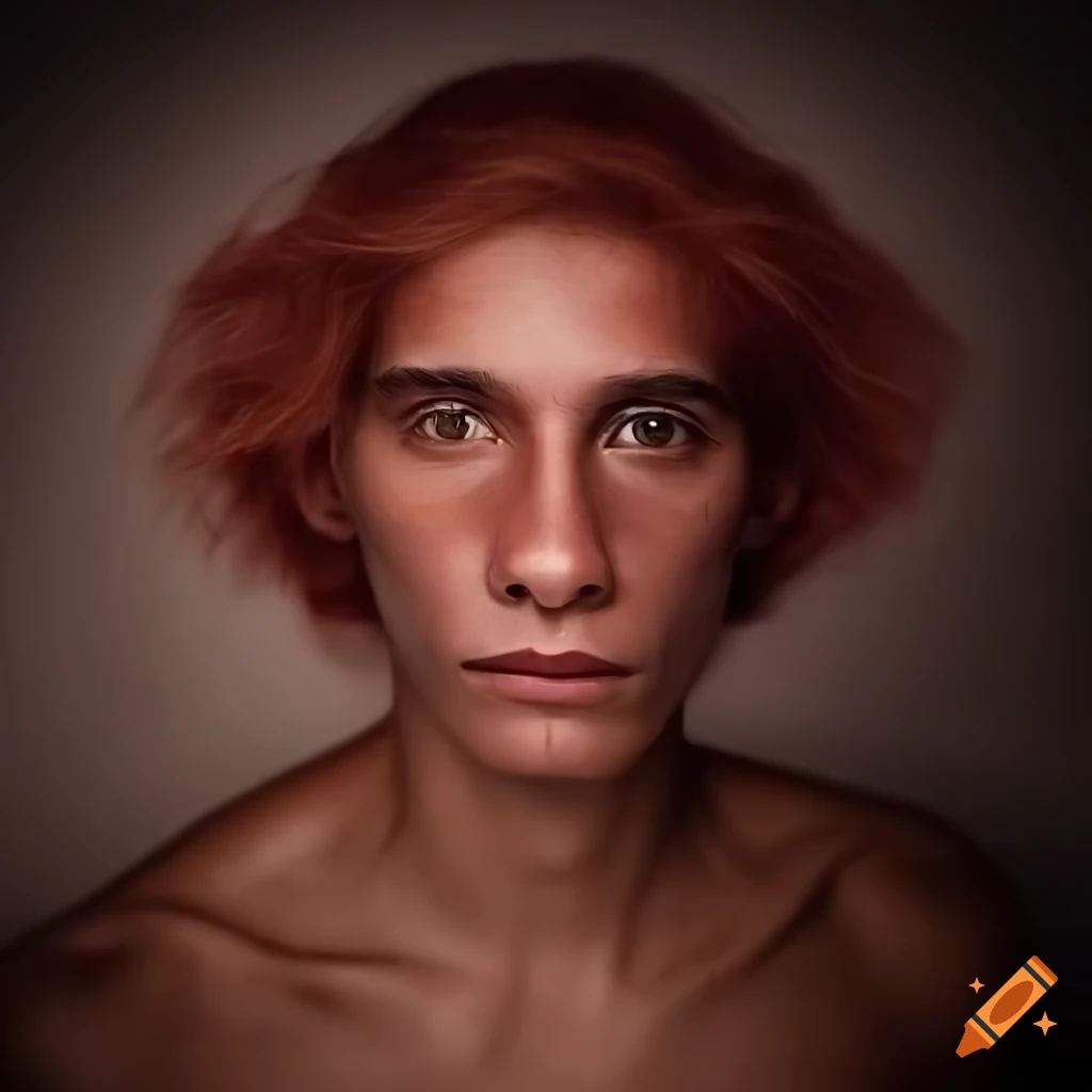 Artwork of a maroon-haired humanoid man with pointed ears on Craiyon