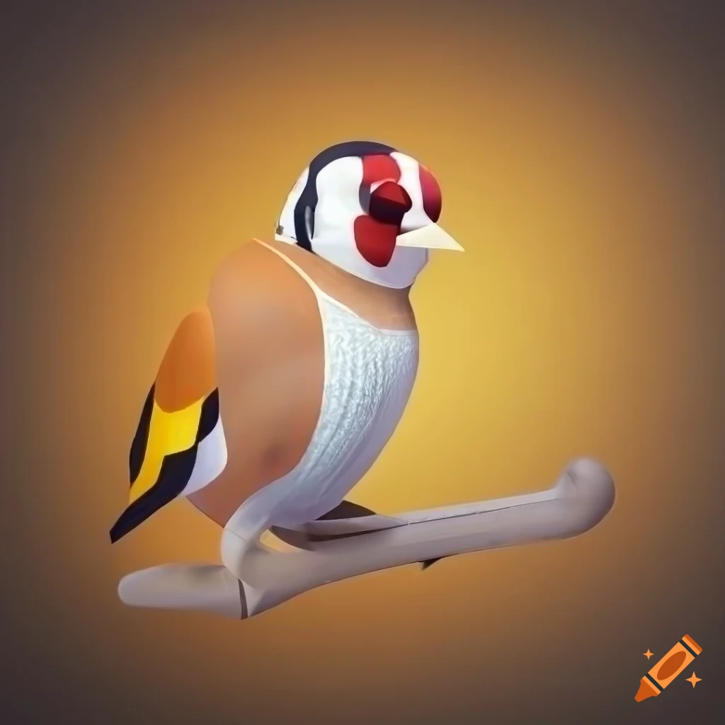 Intricately illustrated European goldfinch bird on Craiyon